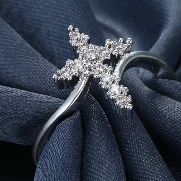 Jewelry | Beautiful White Gold Diamond Cross Ring | Poshmark